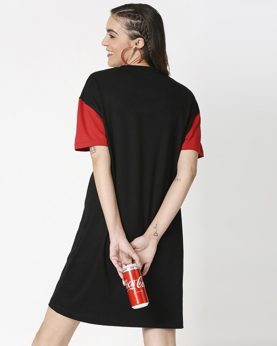 Buy Enjoy Coca-Cola Raglan Dress for Women black,red Online at Bewakoof