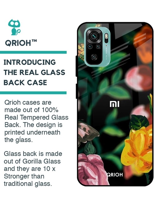 Buy Floral Printed Premium Glass Cover For Xiaomi Redmi Note 10S ...