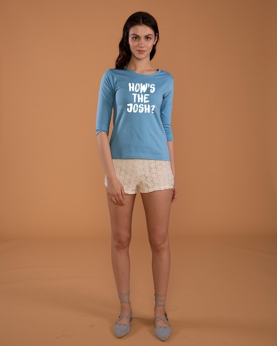 Buy High Josh Round Neck 3/4th Sleeve T-Shirt for Women blue Online at ...