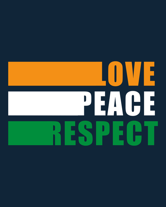 Buy Love Peace Respect Round Neck 3/4 Sleeve T-Shirt - Navy Blue for ...