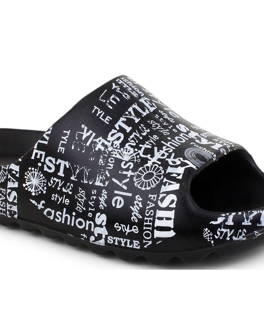 Buy Men's Black All Style Printed Sliders Online in India at Bewakoof
