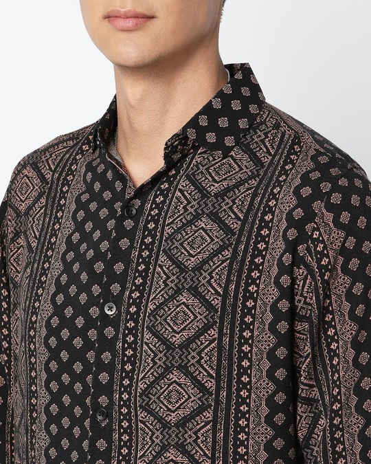Buy Men's Black Balanced Aztec Ethnic Motif Printed Shirt Online at ...
