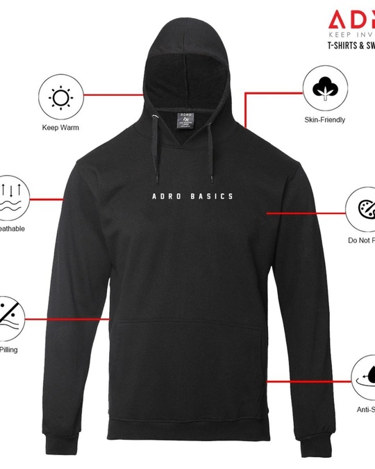 Buy Men's Black Basics Typography Hoodie Online at Bewakoof Buy Men's Black Basics Typography Hoodie Online at Bewakoof