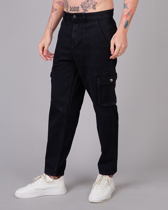 Buy Men's Black Cargo Jeans for Men Black Online at Bewakoof