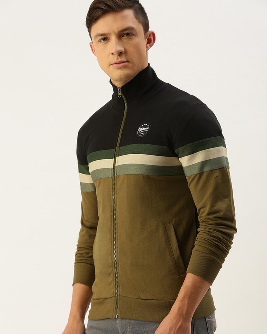 Buy Men's Black & Green Color Block Jacket for Men Black Online at Bewakoof