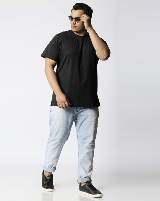 Buy Men's Black Oversized Plus Size T-shirt for Men black Online at Bewakoof