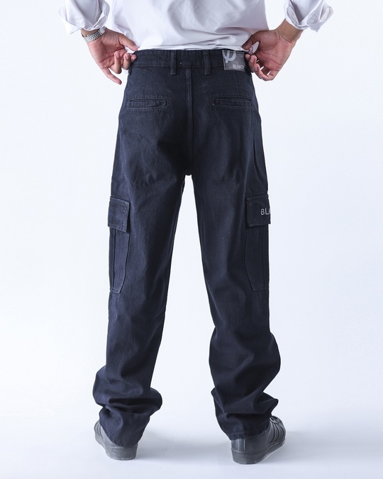 Buy Men's Black Relaxed Fit Cargo Jeans Online at Bewakoof