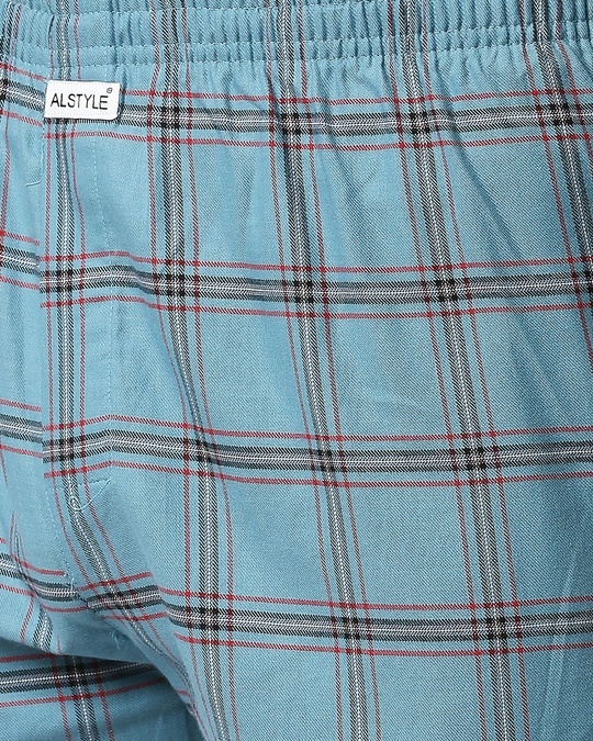 Buy Men's Blue Checked Boxers Online in India at Bewakoof