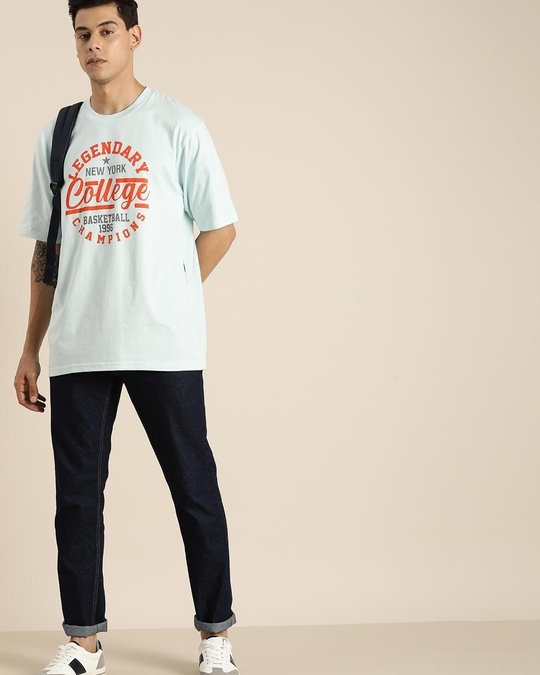Buy Men's Blue College Typography Oversized T-shirt for Men Blue Online ...