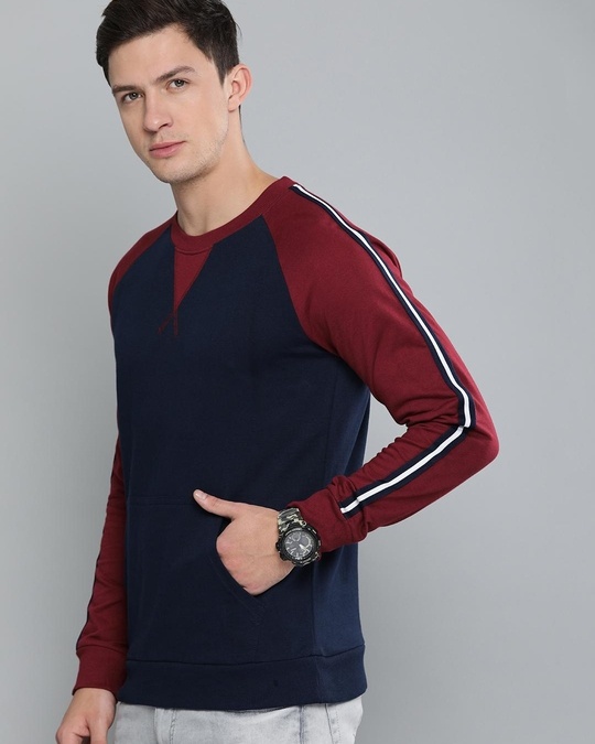 Buy Men's Blue Color Block Sweatshirt for Men Blue Online at Bewakoof