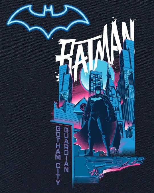 Buy Men's Blue Gotham City Guardian Graphic Printed Oversized T-shirt ...