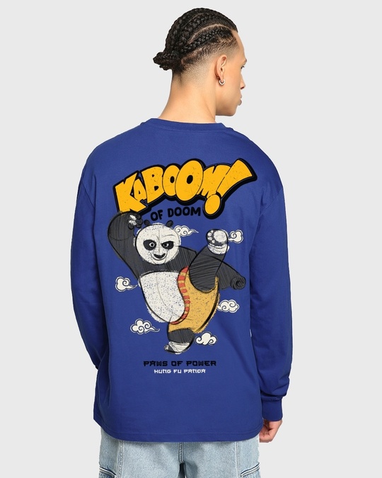 Buy Men's Blue Kaboom Graphic Printed Oversized T-shirt Online at Bewakoof