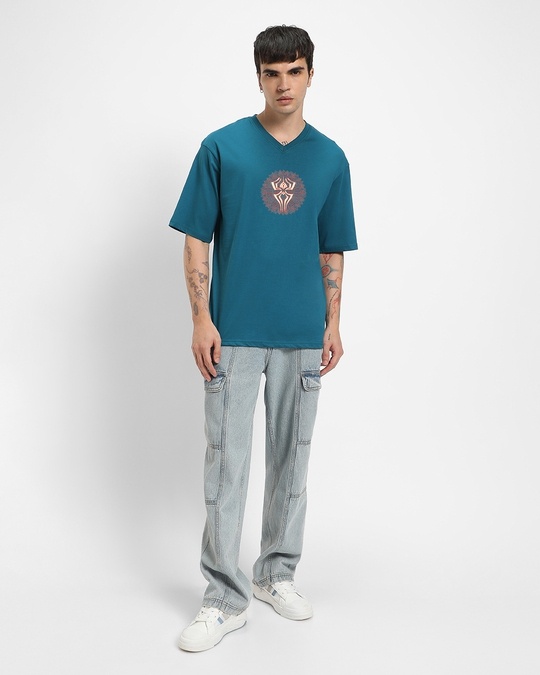 Buy Men's Blue Pavitr Prabhakar Graphic Printed Oversized T-shirt ...