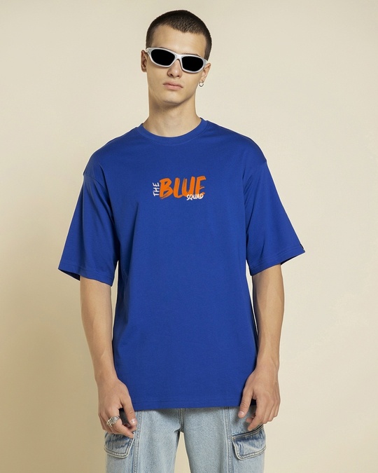 Buy Men's The Blue Squad Graphic Printed Oversized T-shirt Online at ...