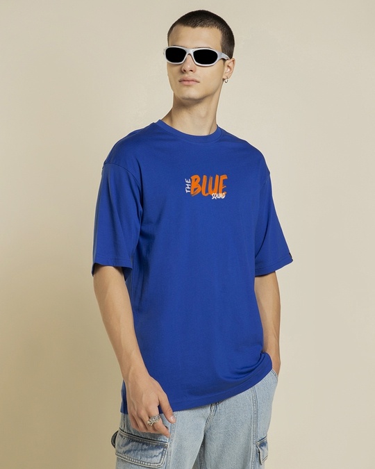 Buy Men's The Blue Squad Graphic Printed Oversized T-shirt Online at ...