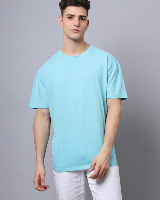 Buy Men's Blue Typography Super Loose Fit T-shirt Online at Bewakoof