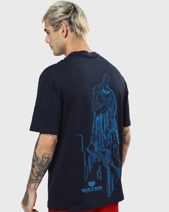 Buy Men's Blue Wayne Tech Graphic Printed Oversized T-shirt Online at ...