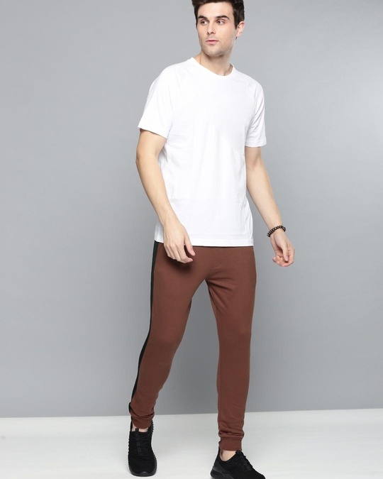 Buy Men's Brown Color Block Joggers Online at Bewakoof