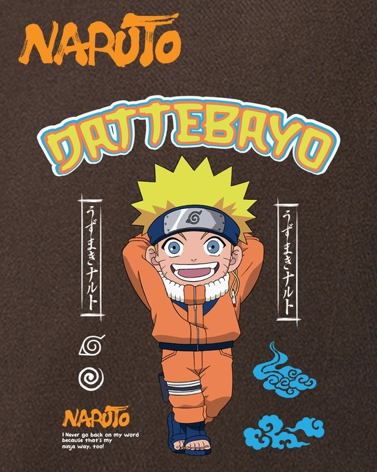 Buy Men's Brown Dattebayo Graphic Printed Oversized T-shirt Online at ...