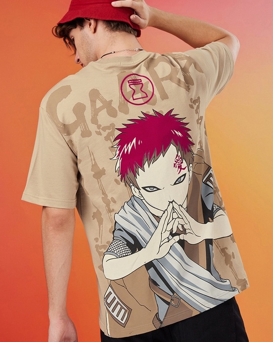 Buy Men's Brown Gaara Graphic Printed Oversized T-shirt Online at Bewakoof