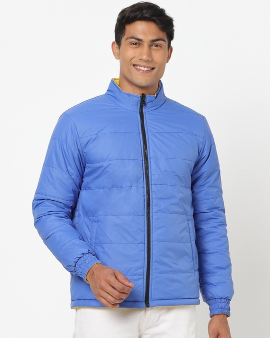 Buy Men's Blue & Yellow Reversible Puffer Jacket for Men blue Online at ...