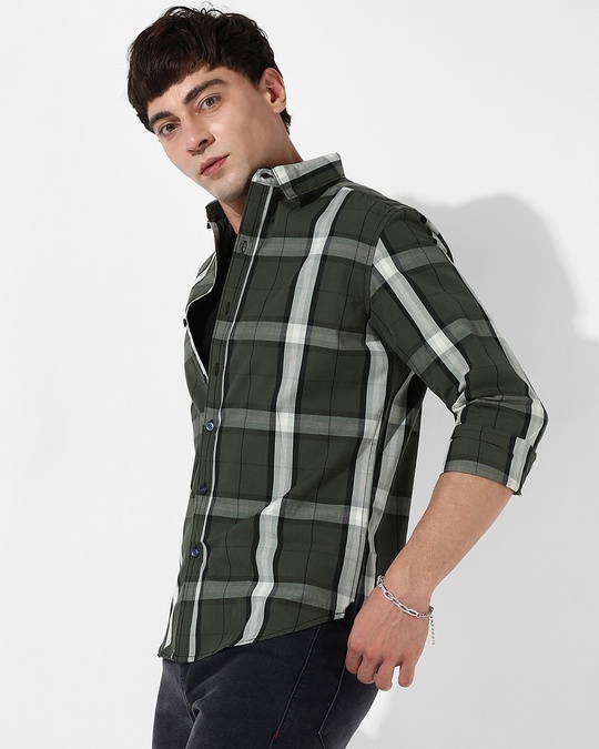 Buy Men's Green Checked Shirt Online at Bewakoof