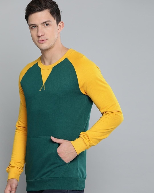 Buy Men's Green Color Block Sweatshirt Online at Bewakoof