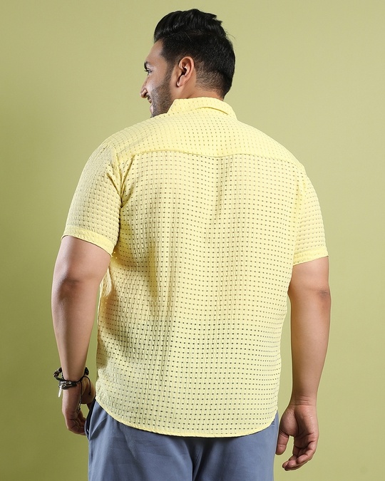Buy Men's Lemon Yellow See Through Square Oversized Plus Size Shirt ...