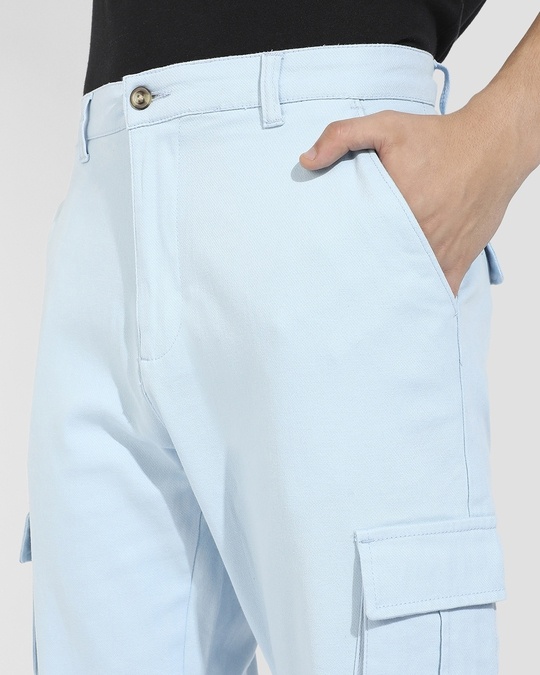 Buy Men's Light Blue Cargo Trousers Online at Bewakoof
