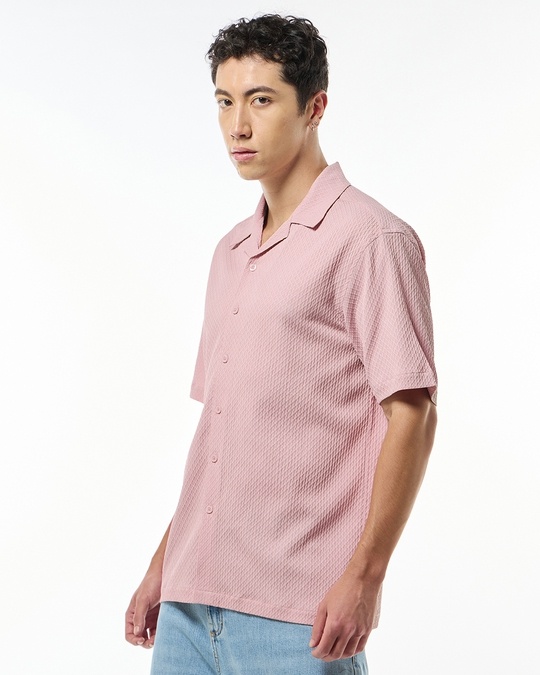 Buy Men's Light Pink Textured Oversized Shirt Online at Bewakoof