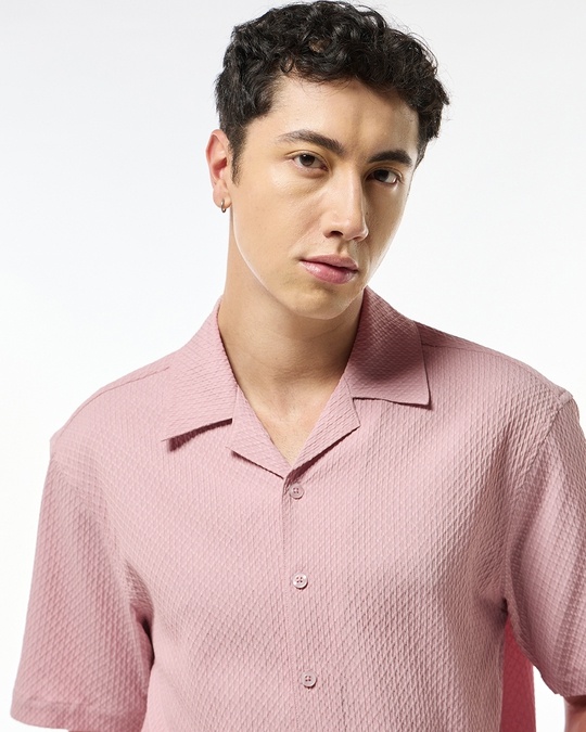 Buy Men's Light Pink Textured Oversized Shirt Online at Bewakoof