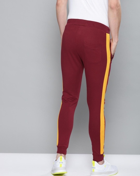 Buy Men's Red Color Block Joggers Online at Bewakoof