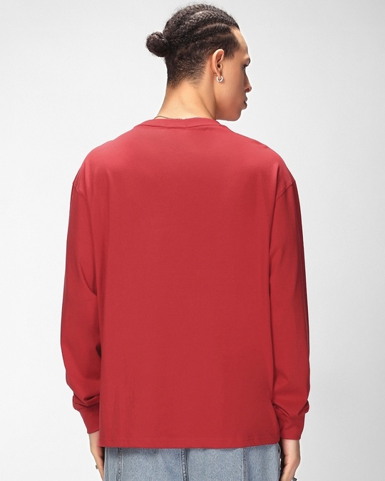 Buy Men's Red Gara Graphic Printed Oversized T-shirt Online at Bewakoof