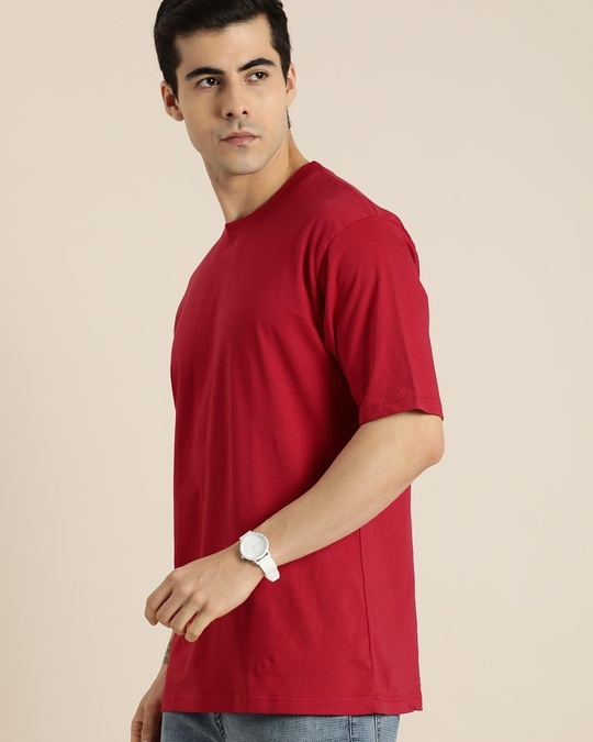 Buy Men's Red Typography Oversized T-shirt Online at Bewakoof