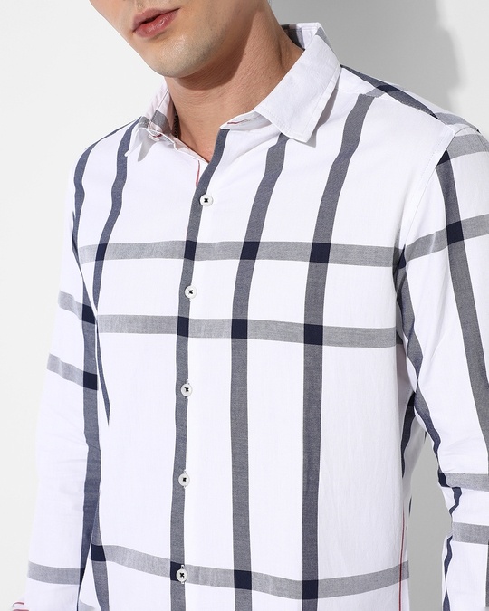 Buy Men's White Checked Shirt Online at Bewakoof