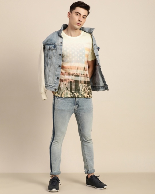 Buy Men's Yellow Graphic Printed T-shirt for Men Yellow Online at Bewakoof