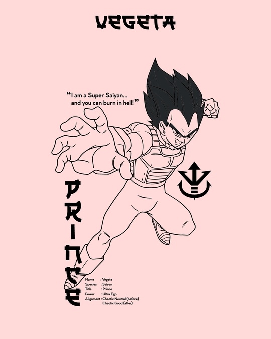 Buy Men's Pink Vegeta Saiyan Graphic Printed Oversized T-shirt Online ...