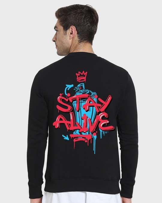 Buy Men's Black Stay Alive Typography Sweatshirt for Men black Online ...