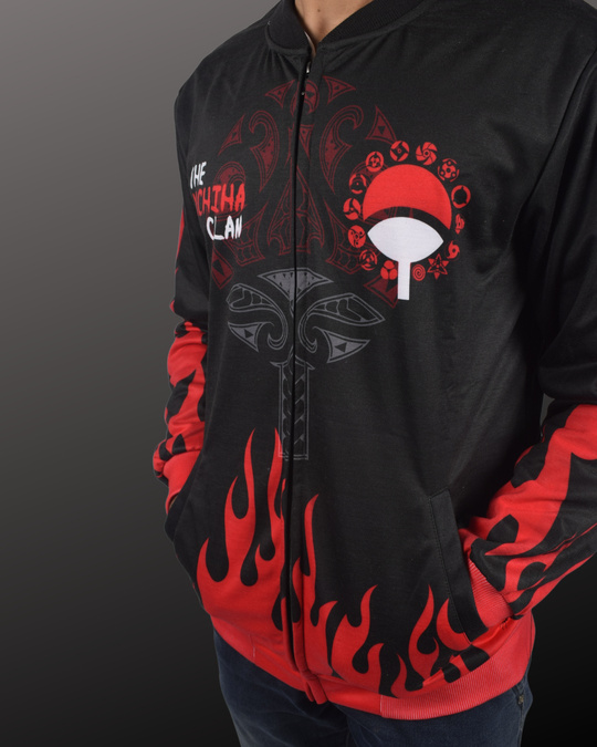 Buy Unisex Black Naruto Uchiha Clan Anime Graphic Printed Jacket Online ...