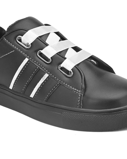 Buy Women's Black and Silver Color Block Casual Shoes Online in India ...