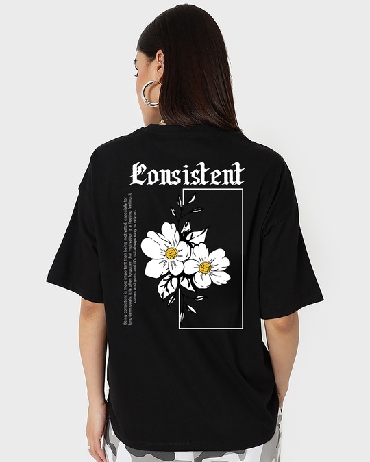 Buy Women's Black Consistent Graphic Printed Oversized T-shirt for ...