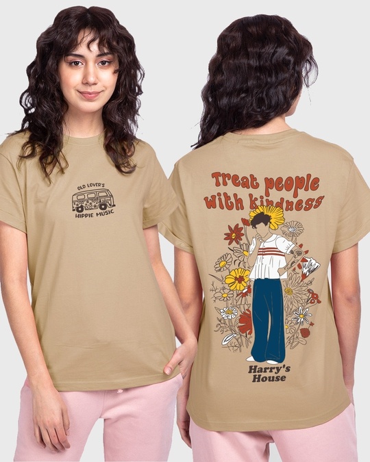 Buy Women's Brown Treat People With Kindness Graphic Printed Boyfriend ...