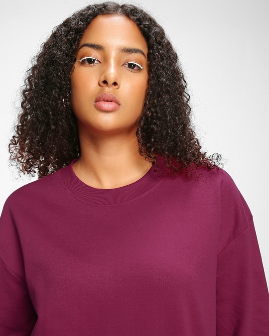 Buy Women's Maroon Oversized Sweatshirt Online at Bewakoof