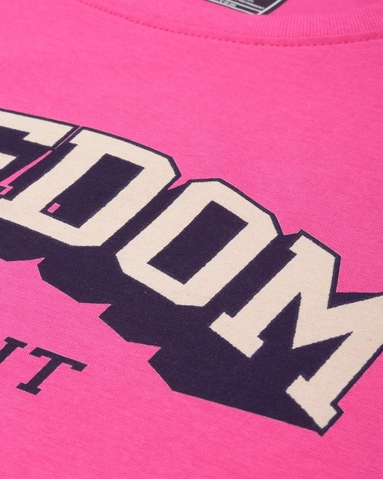 Buy Women's Pink Freedom Typography Oversized T-shirt Online at Bewakoof