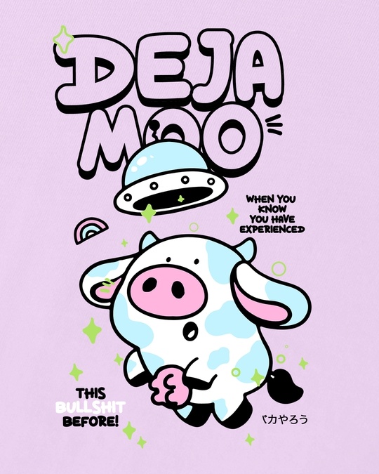 Buy Women's Purple Deja Moo Graphic Printed Oversized T-shirt Online at ...