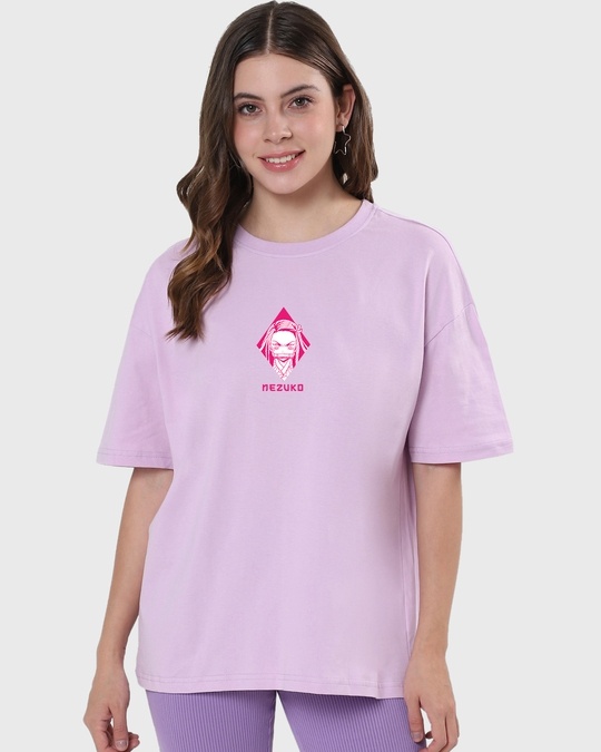Buy Women's Purple Nezuko Kamado Graphic Printed Oversized T-shirt ...