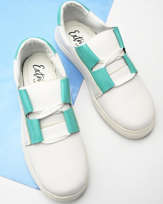 Buy Women's White and Green Color Block Casual Shoes Online in India at ...