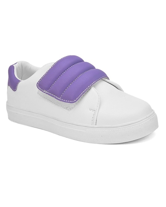 Buy Women's White and Purple Color Block Velcro Casual Shoes Online in ...