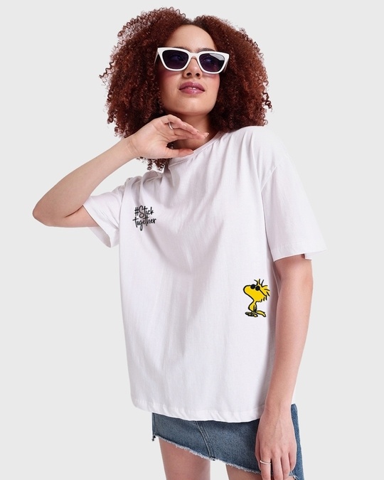 Buy Women's White Cool Pals Graphic Printed Oversized T-shirt Online at ...