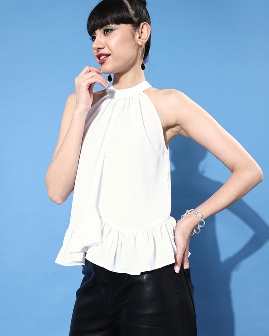 Buy Women's White Halter Neck Top Online at Bewakoof